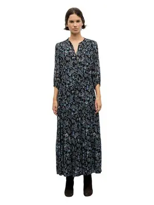 Gerard Darel Corie Floral V-neck Maxi Dress - Black