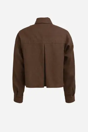 EXQUISE Seleneelle Long Sleeve Linen Crop Jacket