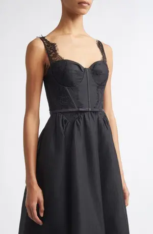 Zimmermann Valiant Lace Trim Corset Midi Dress