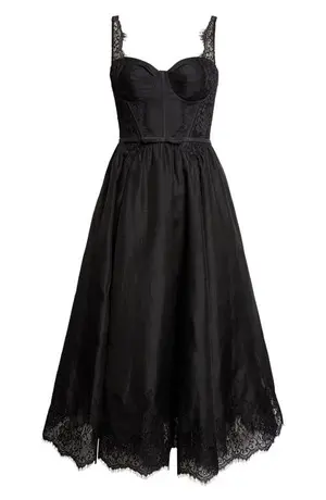 Zimmermann Valiant Lace Trim Corset Midi Dress