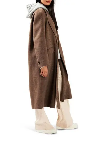 BELLE & BLOOM Right There Side Tie Wool Blend Coat