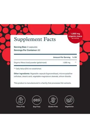 YOUTHEORY Maca Root Energy Stamina Supplement Capsules 120 Vegetable Capsules