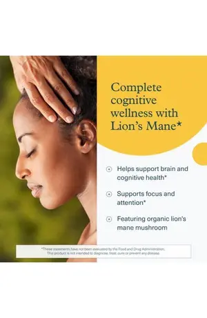 YOUTHEORY Lion's Mane Plus Brain Support Mushroom Supplement 60 Vegetarian Capsules