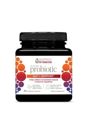 YOUTHEORY 2x Action Probiotic Clinically Studied Digestive Support Supplement 60 Vegetarian Capsules