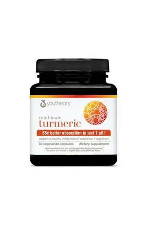 YOUTHEORY Total Body Turmeric Vegetarian Capsules Inflammation Support Supplement 30 Count - None