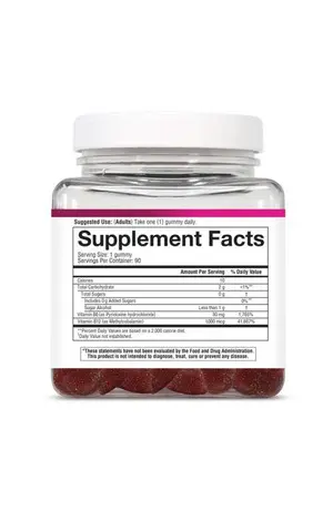 YOUTHEORY B12 B6 Zero Sugar Brain Support Gummy Supplement 90 Count 90ct