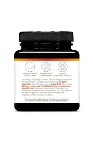 YOUTHEORY Total Body Turmeric Vegetarian Capsules 60 Count