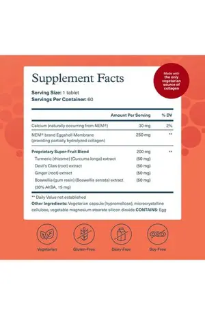 YOUTHEORY Joint Collagen Vegetarian Supplement With Eggshell Membrane And Boswellia Extract 60 Vegetarian Capsules