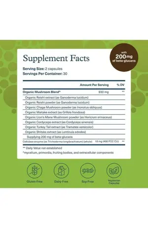 YOUTHEORY Mushroom Immune Complex Vegan Support Supplement 60 Vegetarian Capsules