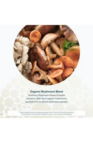 YOUTHEORY Mushroom Immune Complex Vegan Support Supplement 60 Vegetarian Capsules