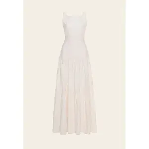 Agua Bendita Abeja Playa Maxi Cotton Dress - Ivory