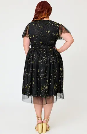 Unique Vintage Midori Swing Dress With Flutter Sleeves