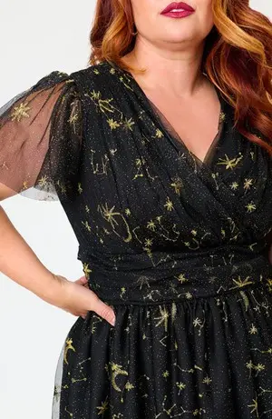 Unique Vintage Midori Swing Dress With Flutter Sleeves