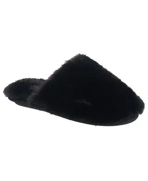 Nine West Faux Fur Closed Scuff Slipper Black