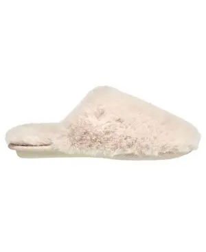 Nine West Faux Fur Closed Scuff Slipper - Egg Shell