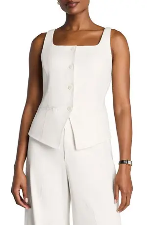 Spanx Button-down Vest - Ivory