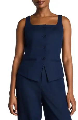 Spanx Button-down Vest - Timeless Navy