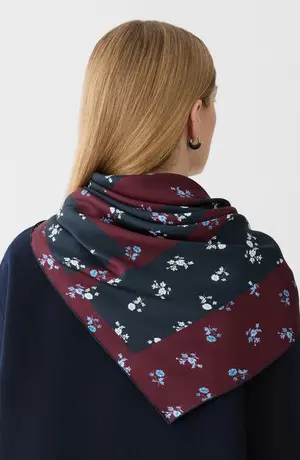 Lafayette 148 New York Floral Silk Scarf - Aubergine Multi