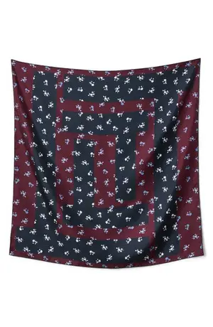 Lafayette 148 New York Floral Silk Scarf - Aubergine Multi