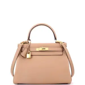 Hermès Kelly Handbag Brown Evercolor With Gold Hardware 28 - Beige