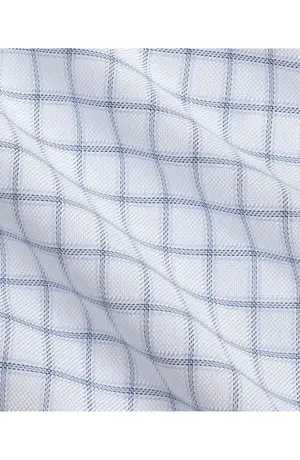 David Donahue Trim Fit Windowpane Check Dress Shirt - White/navy
