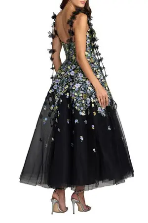 Mac Duggal Floral Embroidered Tulle A-line Gown