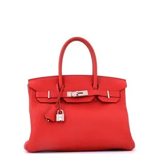 Hermès Birkin Handbag Togo With Palladium Hardware 30 - Red