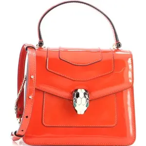 BVLGARI Serpenti Top Handle Bag Patent Small - Orange