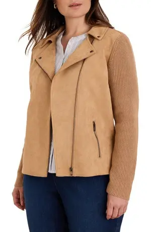 NIC+ZOE Mixed Media Moto Jacket