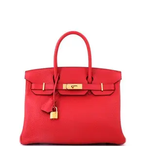 Hermès Birkin Handbag Clemence With Gold Hardware 30