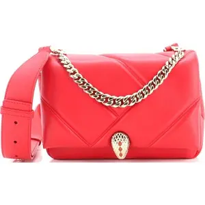 BVLGARI Serpenti Cabochon Messenger Bag Diagonal Quilted Leather Small - Red
