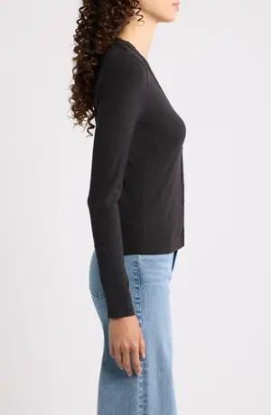 FRAME Rib Trim Cardigan - Black