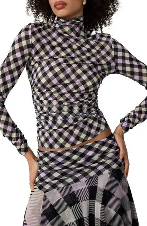 Diane Von Furstenberg Logan Diamond Pattern Turtleneck