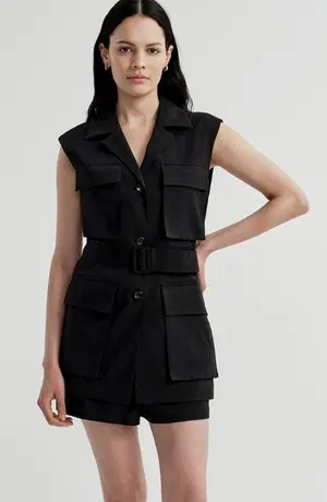 A.L.C. Cameron Linen Blend Belted Vest