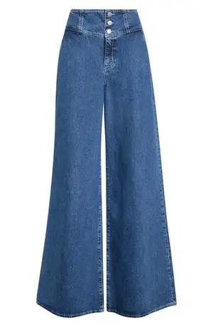 L'Agence Sonja Ultra High Waist Wide Leg Jeans - Atlantis