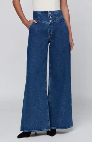 L'Agence Sonja Ultra High Waist Wide Leg Jeans - Atlantis