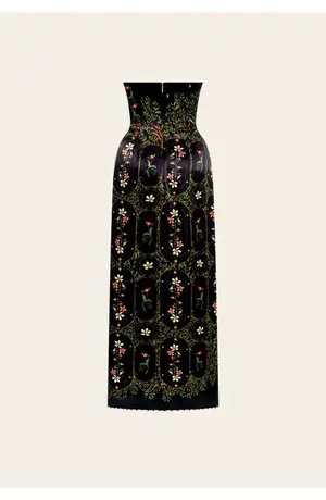 Agua Bendita Cinefila Noche Strapless Maxi Dress
