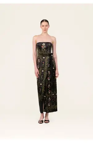 Agua Bendita Cinefila Noche Strapless Maxi Dress