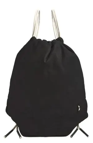 Rick Owens Leather Drawstring Backpack - Black/pearl