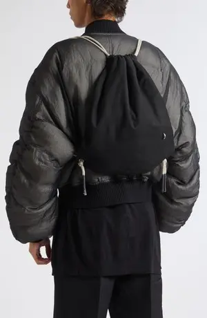 Rick Owens Leather Drawstring Backpack - Black/pearl