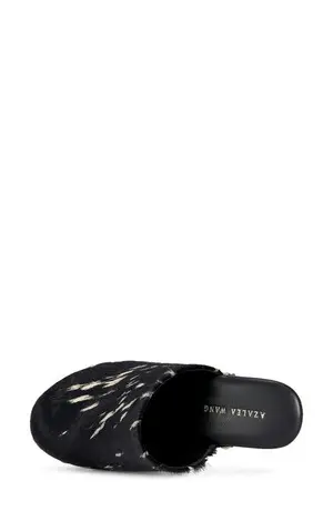 AZALEA WANG Picard Genuine Calf Hair Platform Clog - Black Multi