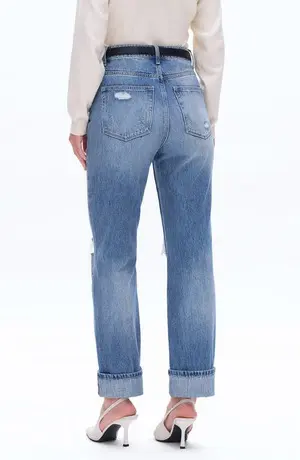 BAYEAS High Waist Straight Leg Ripped Jeans