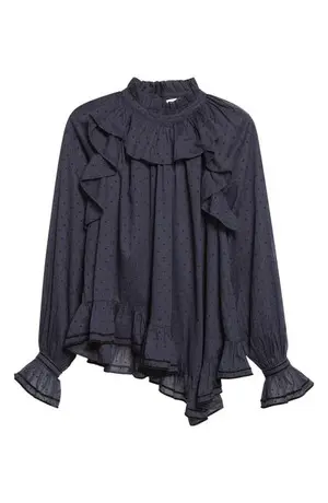 Ulla Johnson Marcella Clip Dot Ruffle Top - Nightfall