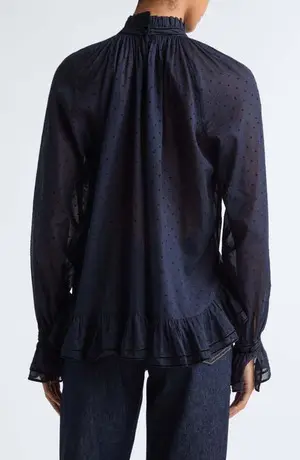 Ulla Johnson Marcella Clip Dot Ruffle Top - Nightfall