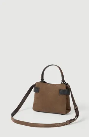 Brunello Cucinelli Essence Small Top-handle Bag In Suede With Precious Bands - Brown