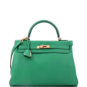 Hermès Kelly Handbag Evercolor With Gold Hardware 32 - Green