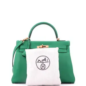 Hermès Kelly Handbag Evercolor With Gold Hardware 32 - Green