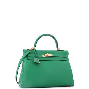 Hermès Kelly Handbag Evercolor With Gold Hardware 32 - Green