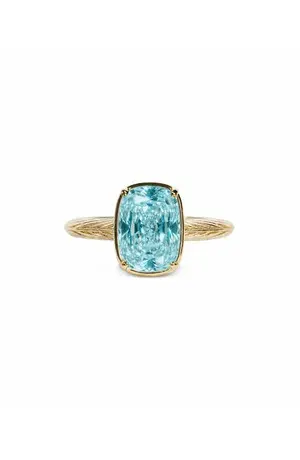 Sterling Forever Cushion Cut Imitation Aquamarine Sterling Silver Ring - Light Blue/gold
