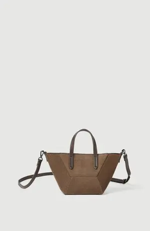 Brunello Cucinelli Bc Duo Mini Bag In Suede With Monili Bark